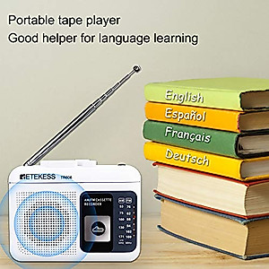 Retekess TR606 Tape Recorder Cassette Player, AM FM Cassette Players Walkman, Supports Voice/AUX Line in Record, Powered by DC or AA Battery (White)
