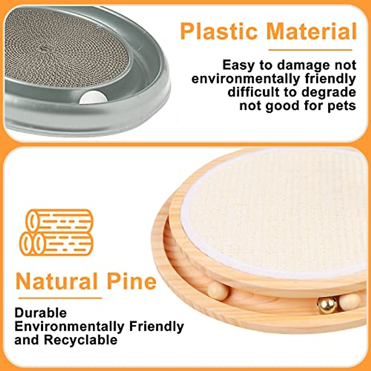 Cooenia Cat Toy Roller Scratcher Pad 2-Level Turntable Sisal Scratching 3 Tracks Balls for Indoor Cats Interactive Kitten Fun Mental Physical Exercise Puzzle