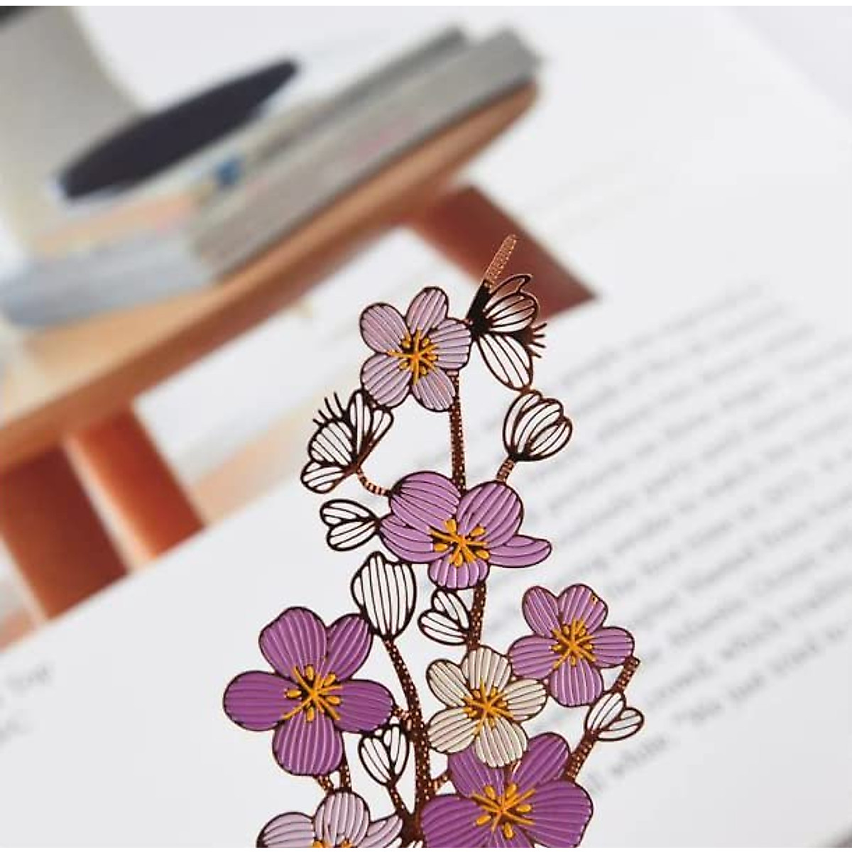 Premium Cherry Blossom Flower Gold Plated Metal Bookmark
