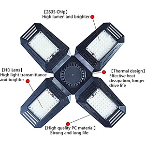 ANYPOWK LED Garage Lights with Motion Sensor - 12000 Lumen 6500K Daylight 120W, Four Leaf Garage Organization Ceiling Lighting
