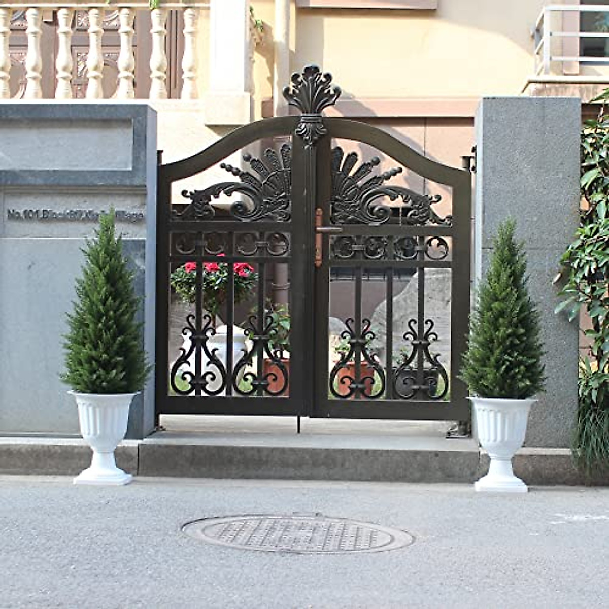 Two 3 Foot Artificial Topiary Cedar Trees Artificial Potted Shrubs UV Resistant Bushes Plants for Indoor Outdoor