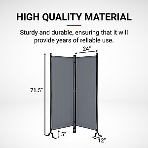 Proman Products - Galaxy II Section Divider, Water Repellent Fabric Room Divider with Black Powder Coated Metal Frame for Indoors or Outdoors, Small 50.25” Width (Grey)