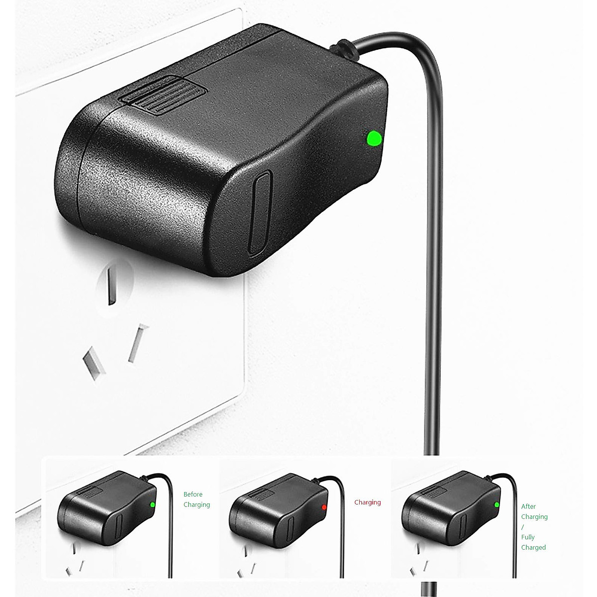 NOYITO 4.2V 1A Power Adapter Li-ion Battery Charger with LED Indicator 5.5 x 2.5 2.1mm Interface Suitable for 3.7V 4.2V 1-String Lithium Battery Pack