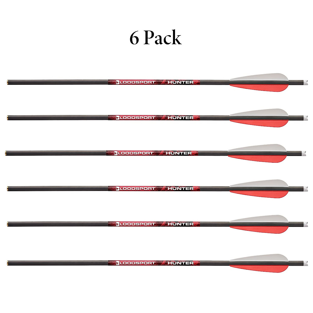 BloodSport Hunter Precise Durable Carbon Hunting Arrow for Crossbow - 22" Length, 300 Grains, 300 Spine.003 Straightness.300 I.D.344 O.D, 6 Pack Black