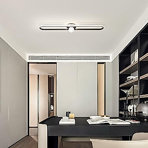 Qcyuui Kitchen Lighting Fixtures Modern LED Ceiling Light with Remote,Dimmable Acrylic Linear Ceiling Lamp for Hallway Dining Room Closet 39.4in Semi Flush Mount Wraparound Shape(48W/Crystal Ball)