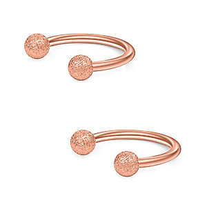 Ruifan 8PCS Shiny Ball & Matte Ball & Crystal Ball & CZ Nose Septum Horseshoe Earring Eyebrow Lip Helix Tragus Cartilage Piercing Ring 16G 8mm - Rose Gold