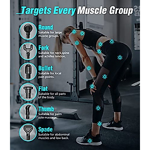 Massage Gun,Quiet Brushless Deep Tissue Percussion Muscle Massager Gun for Back Neck Relieve,Handheld Portable LCD Touch Screen Massage Gun with 30 Variable Speed,6 Massage Heads&Carrying Case (Black)