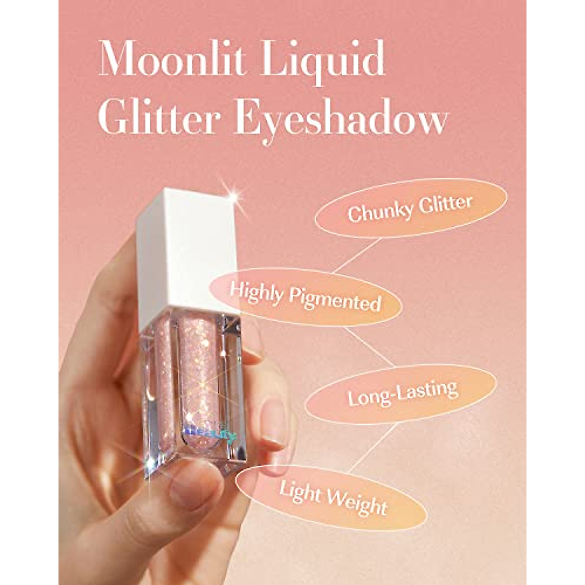 AMTS Webtoon True Beauty - 01 Some Love | Liquid Pink Gold Chunky Glitter Eyeshadow | Highlighter, K-Drama Korean Makeup, Highly Pigmented, Long Lasting Shimmer