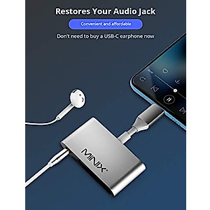 MINIX NEO C-HAGR, USB-C 3.5mm Audio Jack Adapte with to 4K @ 60Hz Display Output, Multi OS Support macOS, iPadOS, Android OS and Windows OS. Silver