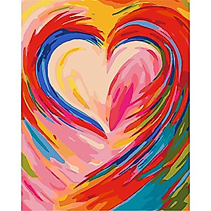 YSCOLOR DIY Painting by Numbers for Adults Beginner,Colored Hearts Oil Painting by Numbers Kits DIY Handpainted On Canvas Wall Art Picture Craft Home Decoration Gift 16X20inch
