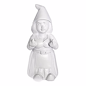 Gnometastic Gnude Mini Gnomes - Lady Double Bird Gnome Unpainted Gnome Statue, 3.75in Tall - DIY Paint Your Own Gnome - Polyresin, Indoor/Outdoor Funny Garden Gnomes to Paint for Adults