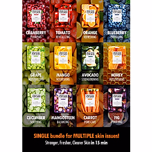 FARMSKIN Organic Face Mask, 12 pcs - Hydrating, Moisturizing, Brightening, Soothing, Cruelty-Free