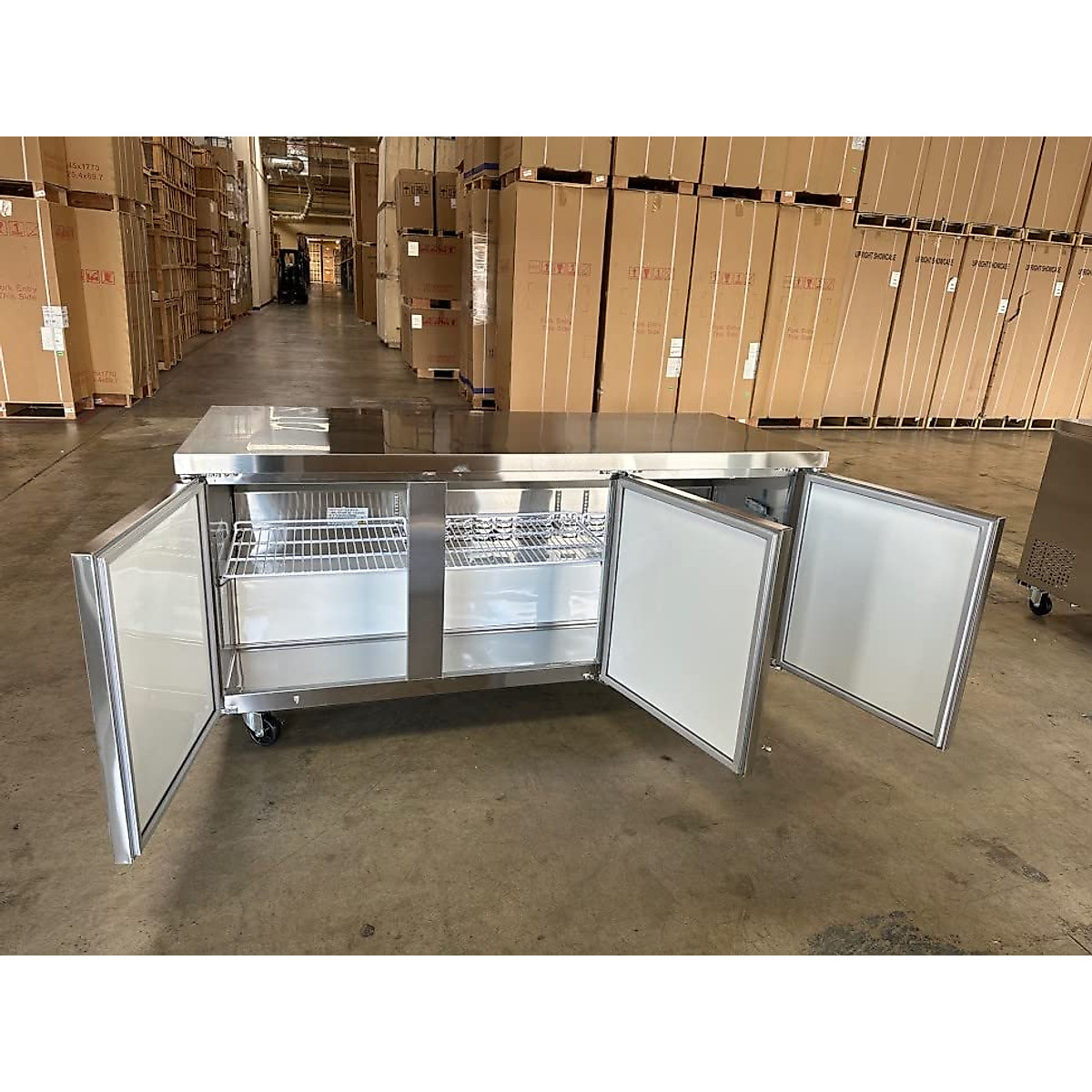 cooler depot Commercial Under Counter Refrigerator 3 doors 72 Inches Width 15.5 Cu. Ft. 3 Shelves Stainless Steel 33°F~41°F 115V/60HZ -KTR-72B