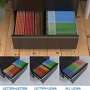 Aobabo 4 Drawer Lateral Steel File Organizing Cabinet with Locking System and Adjustable Hanging Bars for Letter/Legal Size Paper, Black