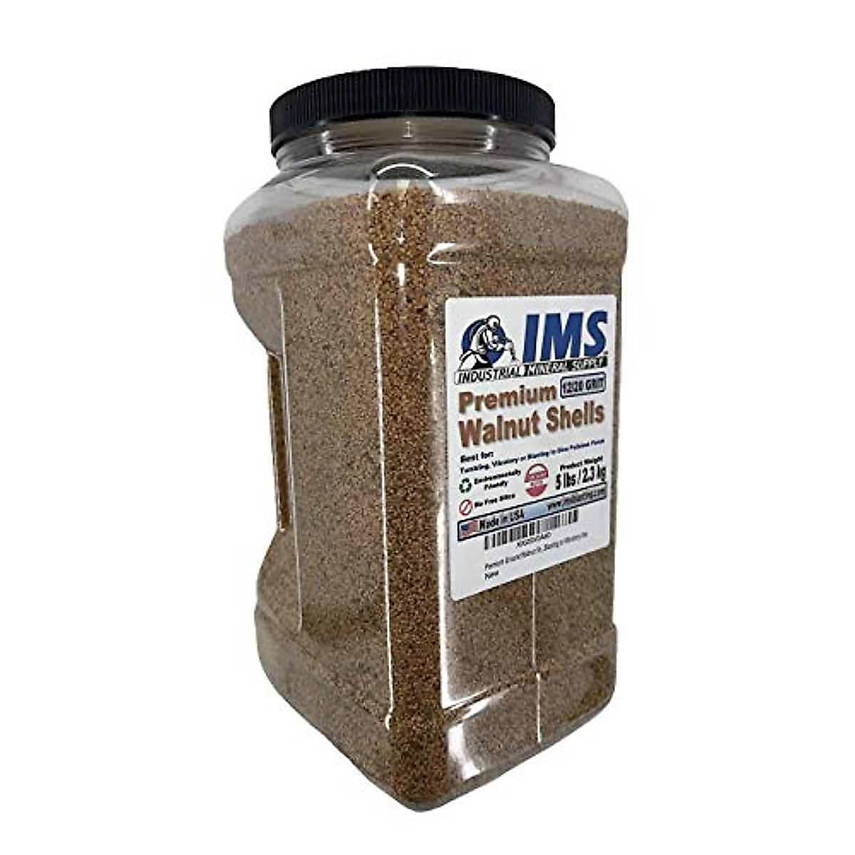 Premium Ground Walnut Shell Media Grit Size 12/20-5 lbs/2.3 kg - Medium Grit Walnut Shells for Tumbling, Blasting or Vibratory Use