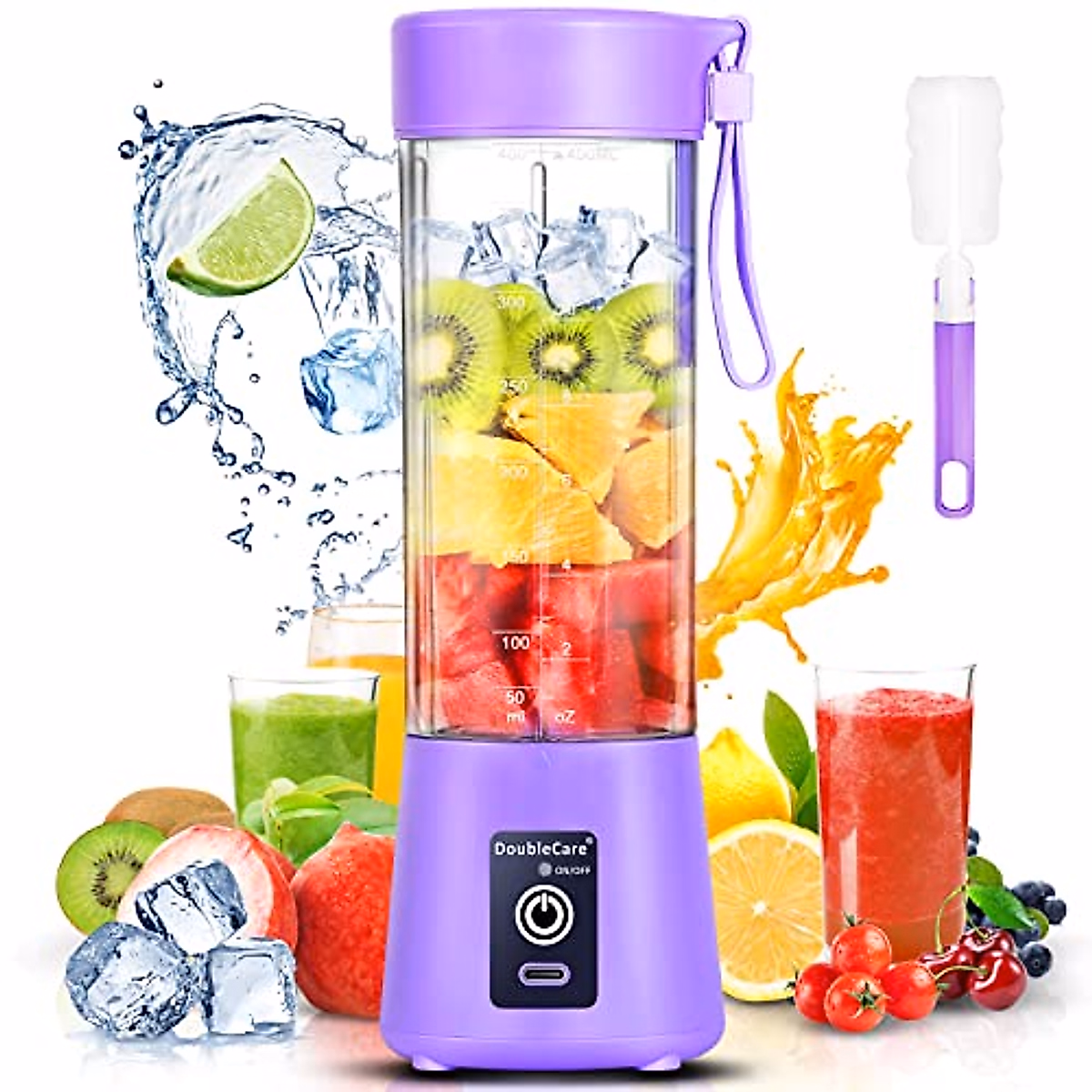Portable Blender for Shakes and smoothies with Scale, 4000mAh Personal Electric Blender 15.2 oz,150w 6-Blades Blender Bottles, USB Rechargeable Mini Fruit Juicer for Travel, Office, Outdoors
