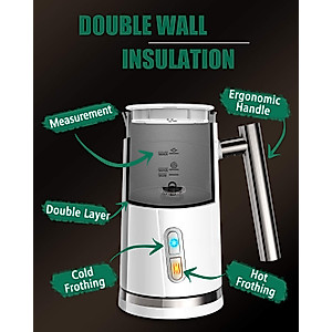 Huogary Milk Frother, Milk Steamer for Milk Foam & Hot Milk(4.5oz/10.5oz), Electric Milk Frother and Warmer for Homemade Coffee, 120V (Black) (white)