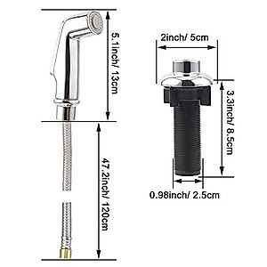 iFealClear Kitchen Sink Side Sprayer, Kitchen Sink Faucet Replacement Parts Compatible with Moen/ 1/4inch Sink Connector Faucet, Pull Out Sprayer with Hose for Home School, 3 Adapters, Chrome