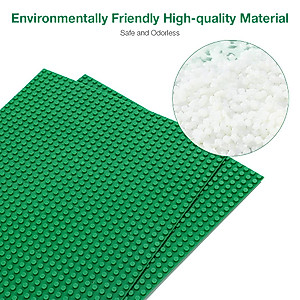 Lekebaby Classic Baseplates 10 x 15 in for Building Bricks 100% Compatible with All Major Brands-Baseplate, Playing and Displaying Creations, Building Base Accessory for Kids and Adults 2 Pack（Green）