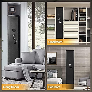 Bonusall 4-10 Rifle Gun Safe with Light, Long Gun safe for Rifles and Shotguns, Quick Access Rifle Gun Safe Cabinet Large Gun Locker for Home Rifles and Pistols with keypad Lock, Metal