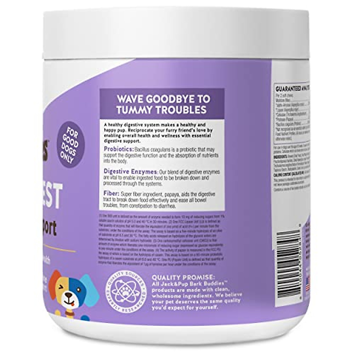 Jack&Pup Probiotic Chews for Dogs - Dog Probiotic Chews Small and Medium - Pro-Digest Bark Buddies (Up to 40 lbs) Puppy Probiotic Dog Chews, Pet Probiotics for Dogs - Probiotics for Puppies (60ct)