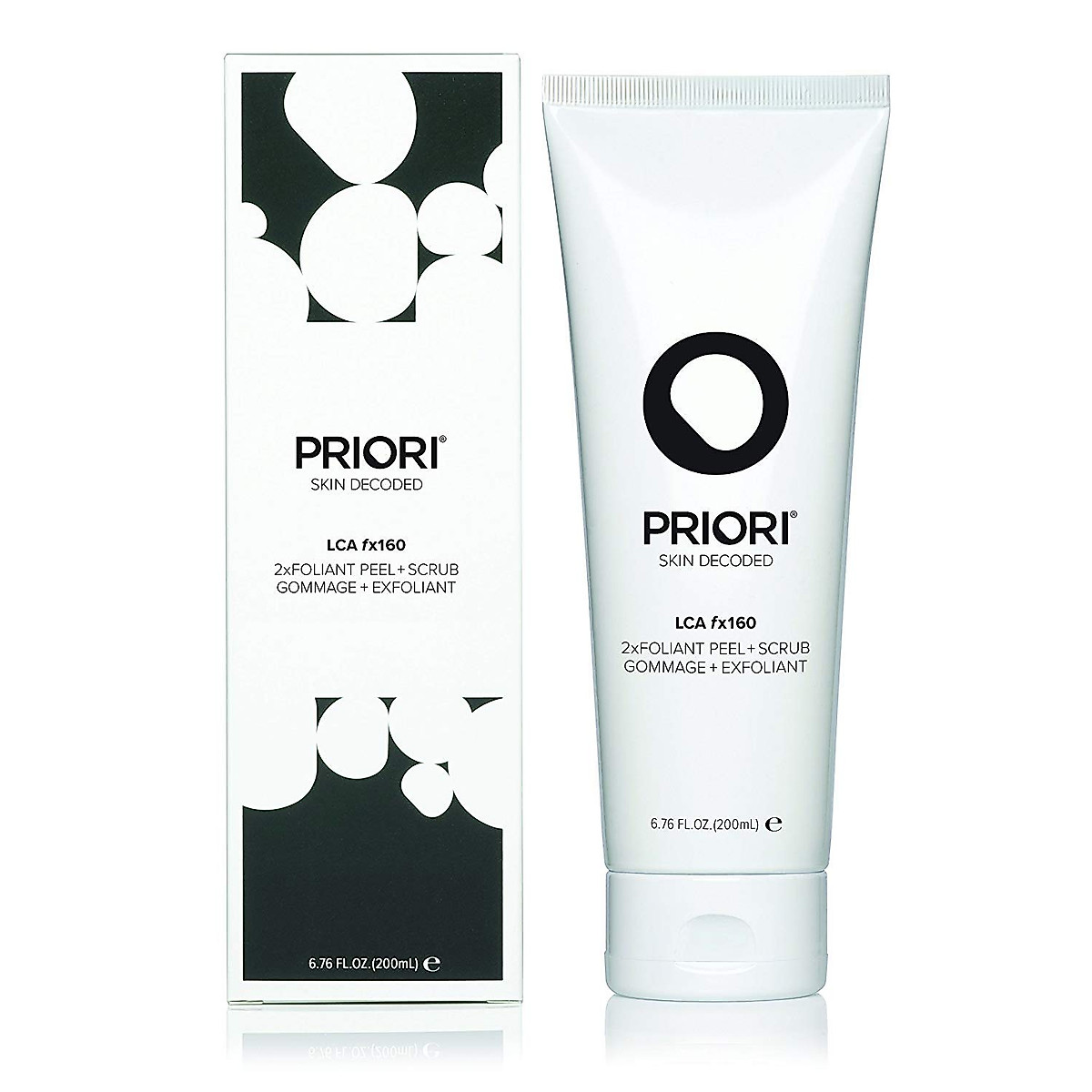 Priori Skincare 2xfoliant Peel + Scrub for Face and Body Lactic Acid Retinol Vitamin C, E At-Home Microdermabrasion Anti-Irritant Dermatologist Tested 6.8 fl oz