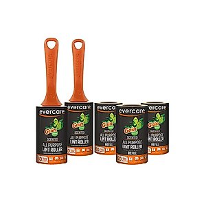 Evercare Gain Scented All-Purpose Lint Roller Value Pack with 2 Lint Rollers and 3 Refill Rolls, 60 Sheets Each Multicolor
