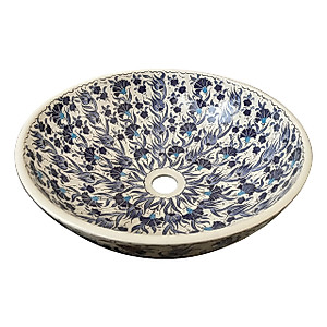 Bathroom Floral Vessel Sink, Ceramic Countertop Basin, Bowl Sink, Lavatory, Bathroom Remodel, Restroom Washbasin, Sink for Cafe, Washstand