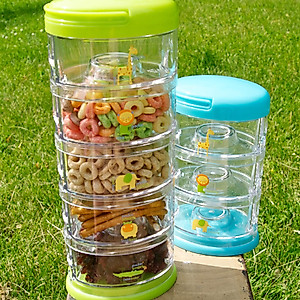 Innobaby Packin' Smart Stackable and Portable Storage System for Formula, Baby Snacks and More. Set of 5 Stackable Containers in Strawberry Sorbet. BPA Free.