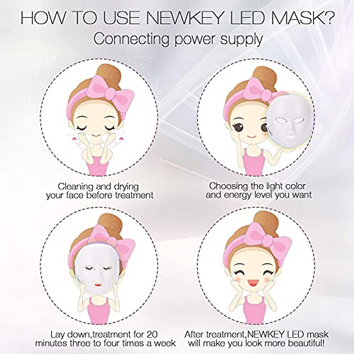NEWKEY Led Face Mask Light Therapy, 7 Led Light Therapy Facial Skin Care Mask - Blue & Red Light for Acne Photon Mask - Korea PDT Technology for Acne Reduction