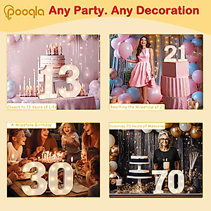 Pooqla Decorative Led Light Up Number Letters, White Plastic Marquee Number Lights Sign Party Wedding Decor Battery Operated Number (1)