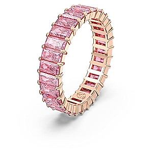 SWAROVSKI Matrix ring, Baguette cut, Pink, Rose gold-tone Finish