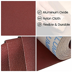 KENDO Emery Cloth Roll, 5 Grit Sandpaper Roll Assorted Sandpaper, Including 150 240 320 400 600 Grains, 6M for Woodworking, Automotive, Metal Polishing