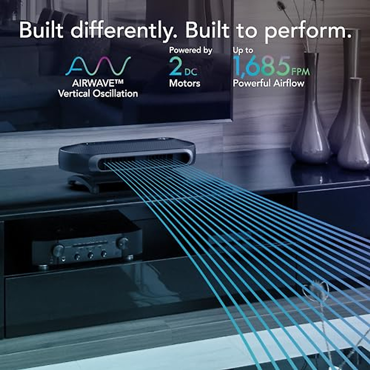 Vornado AXL Low-Profile Oscillating Fan with Remote, Adjustable Tilt, Modern Energy Efficient Vertical Fan, 5 Quiet Speeds, Touch Controls