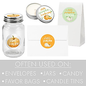 Orange Little Pumpkin Baby Shower Favor Stickers, Fall Pumpkin Envelope Seals, Bag Stickers - 40 Count