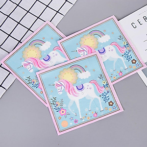 Besalily Decorative Animal Paper Napkins Dinner Size 20-Count/33x33cm/2-Ply Cute Baby Shower Kids Birthday Party Napkins (Rainbow Unicorn)