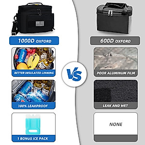 Lunch Box for Men, Tactical Lunch Bag with Ice Pack,MOLLE Webbing Insulated Lunch Cooler Women Adult,Reusable Lunch Tote with Adjustable Shoulder Strap for Work Fishing Camping Picnic,Black