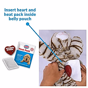 SmartPetLove Original Snuggle Kitty Heartbeat Stuffed Toy for Cats by Snuggle Puppy. Pet Anxiety Relief and Calming Aid in Tan Tiger, for All Breed Sizes.