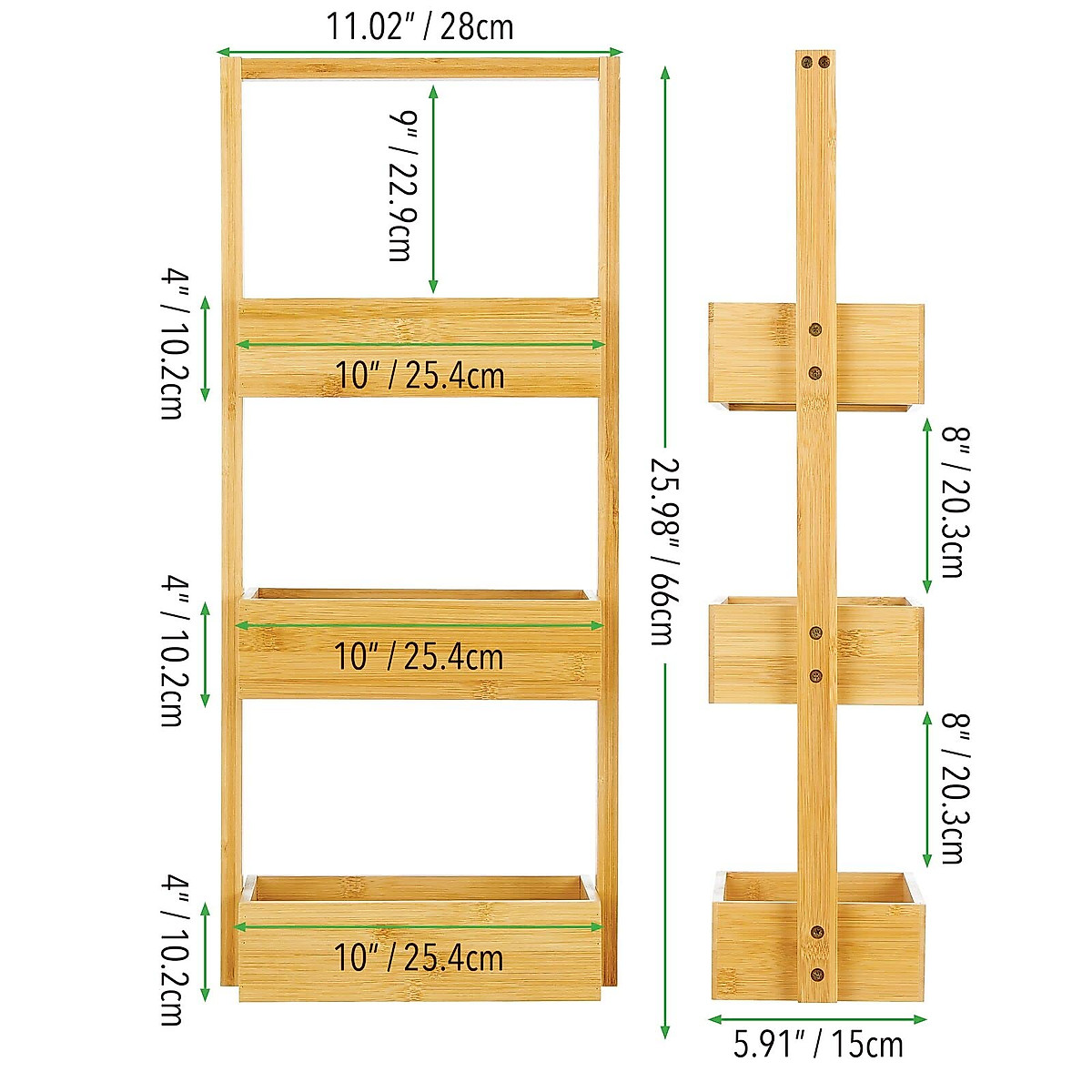 mDesign Free-Standing 3-Tiered Shelf for Bathroom, Wood Bamboo Storage Rack Room Decor Shelves - Decorative Organizer Bins for Bath Towels, Hand Soap, and Toiletries - Natural
