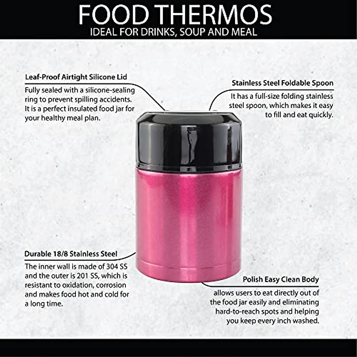 27 Oz Thermos for Hot Food |Insulated Food Container for Hot Food and Cold Food |Vacuum Stainless Steel Thermos for Hot Food Kids |Lunch Containers for Kids