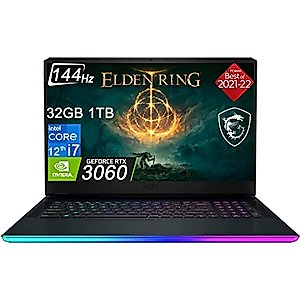 MSI GE76 Raider 17.3" 144Hz (DDR5 32GB RAM, 1TB PCIe SSD, Intel 12th Gen i7-12700H, GeForce RTX 3060 6GB) FHD Thin Bezel Gaming Laptop, Thunderbolt 4, Webcam, RGB Backlit Keyboard, Wifi 6, Win 11 Home