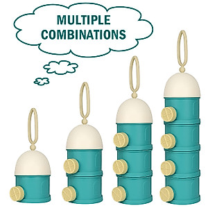 Accmor Formula Dispenser On The Go, 4 Layers Stackable Formula Container to Go, Non-Spill Portable Milk Powder Baby & Kids Snack Container,Green Pink, 2 Pack