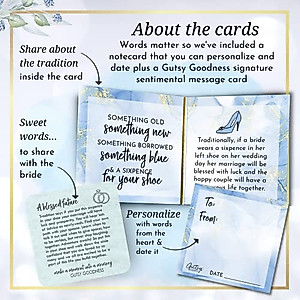 Authentic Silver Sixpence Coin For Bride's Shoe - 4 Piece Set Includes 1956 Sixpence, Sentimental Message Card, Something Old New Borrowed Something Blue Tradition Wedding Poem Card, Keepsake Gift Box