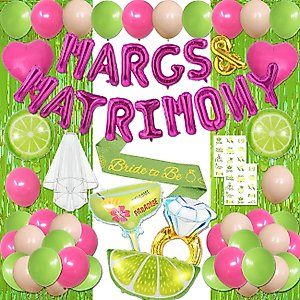Margs and Matrimony Bachelorette Party Decorations, Margarita Bachelorette Balloons for Bachelorette Party Wedding Bridal Shower Mexican Fiesta Carnival Cinco De Mayo Themed Party