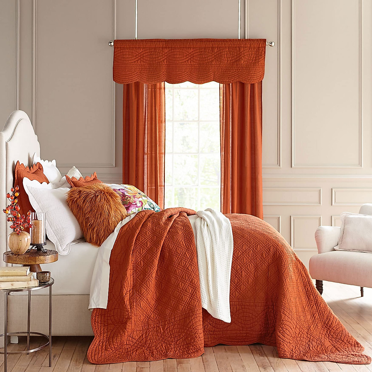 BrylaneHome Bedding Lightweight All Season Florence Quilted Oversized 100% Cotton Ultra Supreme Softness Bedspread - Queen, Dandelion Yellow