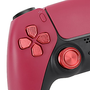 TOMSIN Metal Buttons Replacement Kit for PS5 Controller – Aluminum Thumbsticks & O X Square Triangle & Dpad Buttons Accessories Compatible with PlayStation 5 DS Controller (Red)