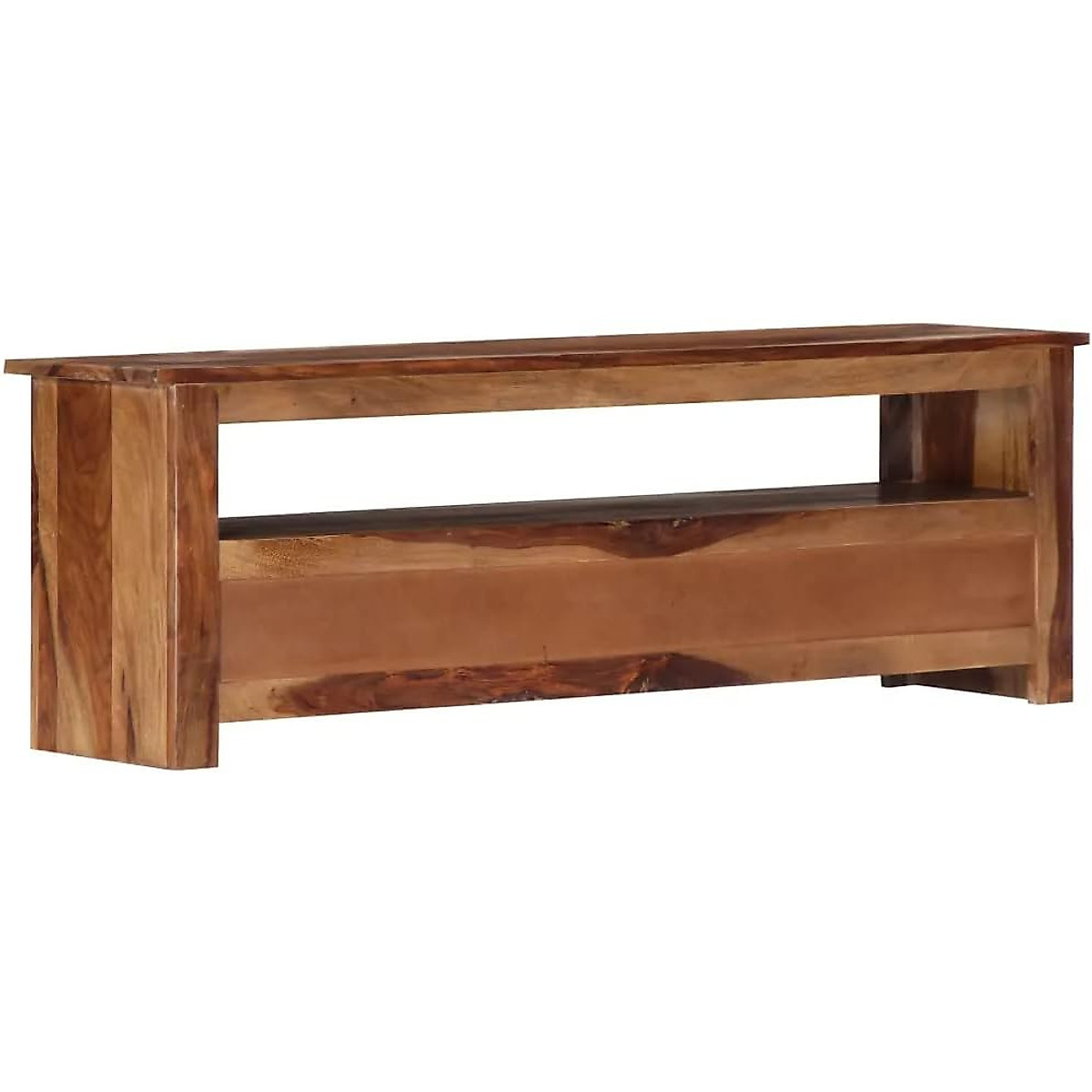 vidaXL Solid Wood Sheesham TV Cabinet with 2 Drawers & 1 Compartment - 46.5x11.8x15.7 - Rustic Brown Wooden Lowboard/Stereo Stand - Fully Assembled