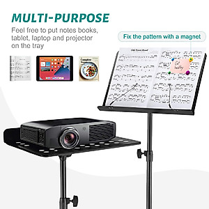 Vekkia Sheet Music Stand-Metal Professional Portable Perforated Music Stand with Carrying Bag,Folding Adjustable Music Holder,Super Sturdy suitable for Instrumental Performance & Band & Travel