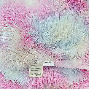 DANGTOP Faux Fur Throw Blanket, Tie Dye Fluffy Blanket, Super Soft Rainbow Blanket for Girls, Luxury Cozy Warm Plush Thick Sherpa Throws for Bed Couch Living Room (Rainbow, 50X60 inches)