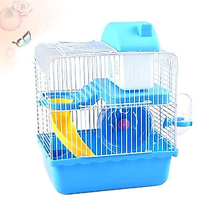 VOSAREA Hamster Cage Gerbil Haven Habitat Small Animal Cage Includes Play Slide Exercise Wheel Hamster Hide- Out Water Bottle (Light Blue)